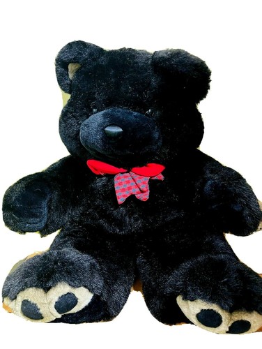 NOS Vtg Jumbo Black Teddy Bear Plush Soft Classics 31" Geoffrey Toys r ...