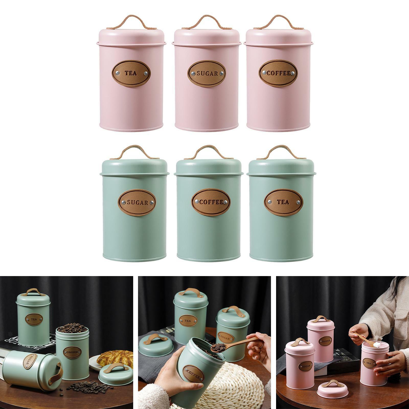 3x Multi-Function Kitchen Tea Coffee Sugar Container Keep Goods Fresh ...