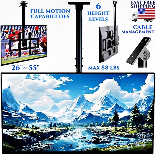 CEILING LED TV MOUNT 26"~55" FULL MOTION ADJUSTABLE TILT SWIVEL CABLE ...