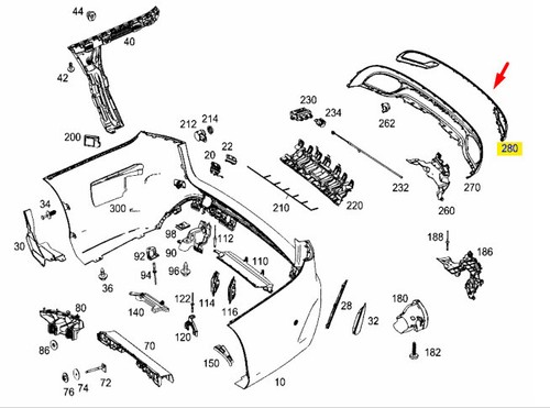 OEM MERCEDES-BENZ C W205 REAR BUMPER TRIM STRIP A2058850201 GENUINE NO ...