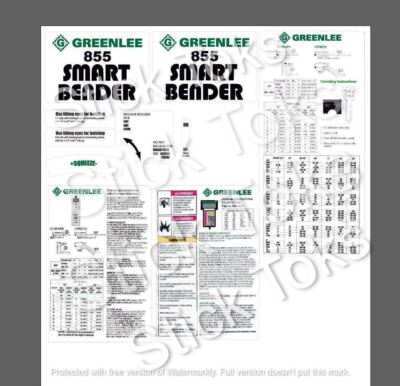 Greenlee 855 Smart Bender Decal Set | eBay