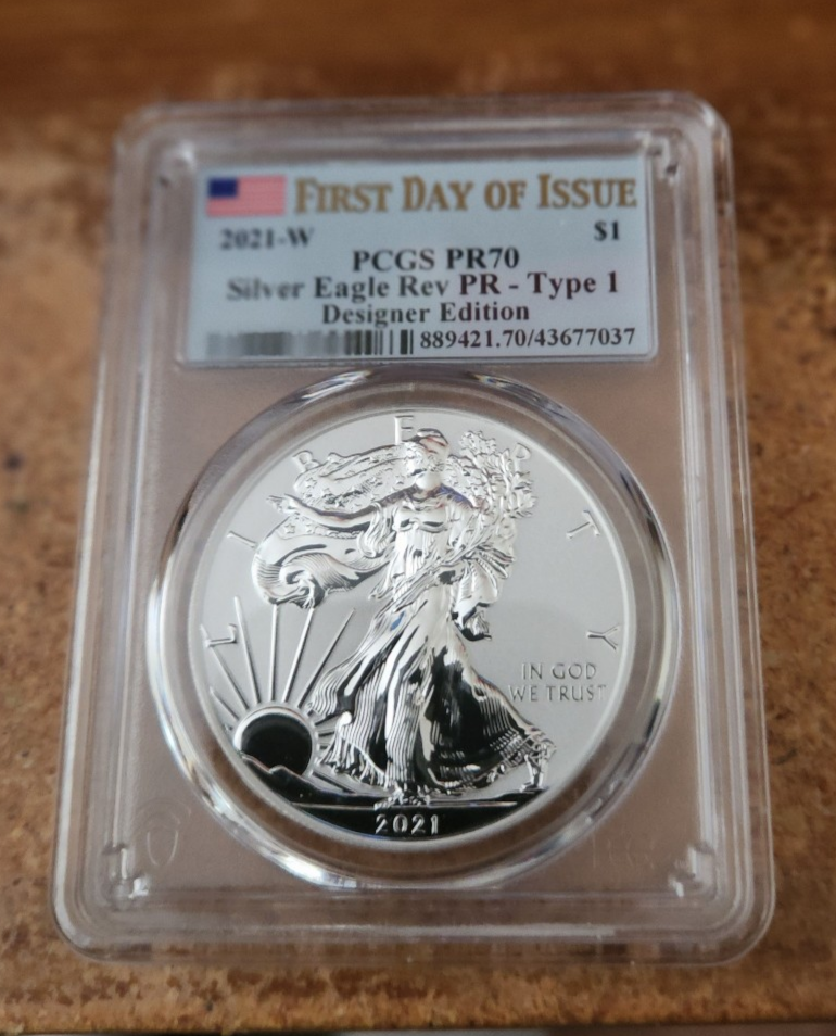 2021 w reverse proof silver eagle type 1 PCGS PR 70 first Day of Issue ...