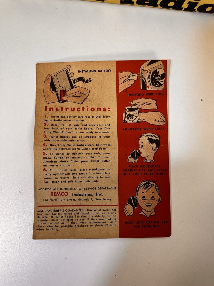 VTG 1950s Remco Dick Tracy 2 Way Wrist Radios NEW OLD STOCK | eBay