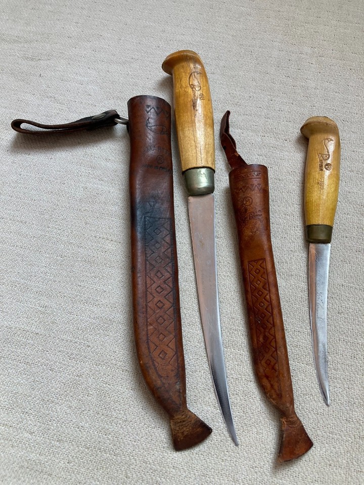 VINTAGE J MARTTINI RAPALA FISH FILLET KNIVES - Set of 2 with Sheaths | eBay