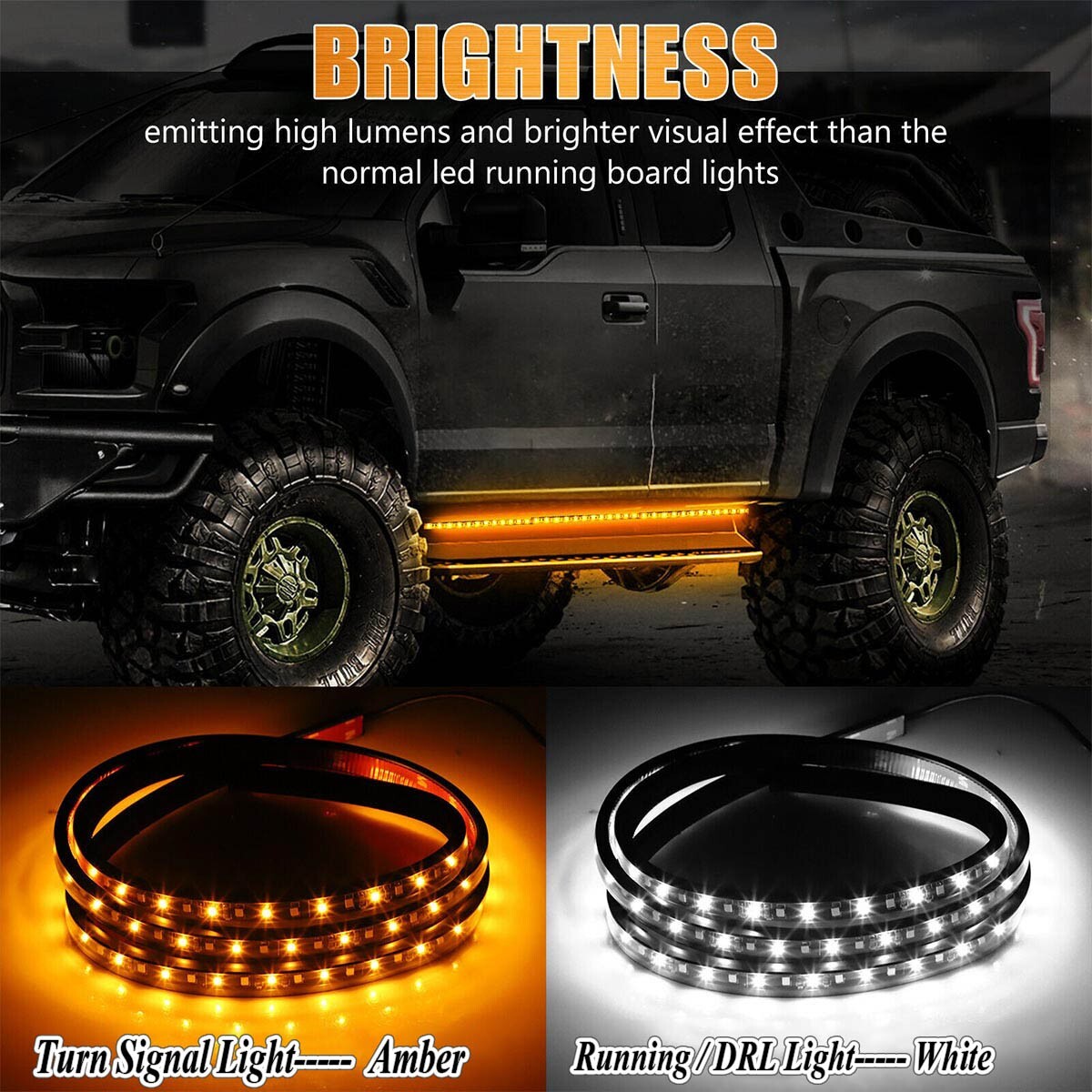 2X 70inch Running Board LED Strip Side Step Light Bar Turn Signal Truck ...