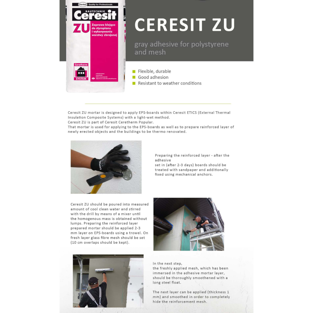 Ceresit ZU base coat adhesive for mesh and base coat render - bags 25kg Grey for sale online | eBay