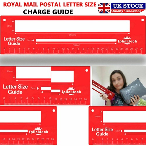 Postage Ruler Red Royal Mail PIP PPI Postal Template Letter Size Charge ...