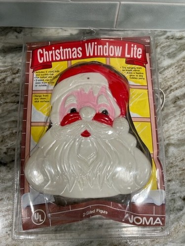 Noma Merry Christmas Window Lighted Santa Doubled Sided Blow Mold Face ...