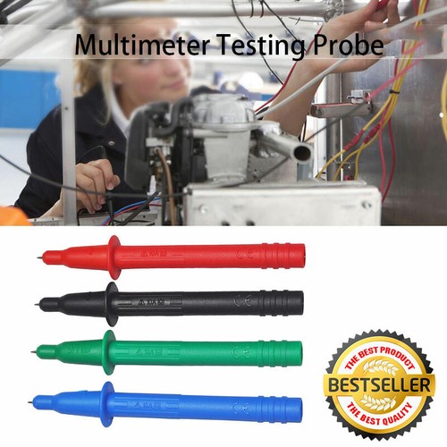 UK ￠4MM Multimeter Test Leads Probes Nylon Cable Sharp Needle Stick Kit ...