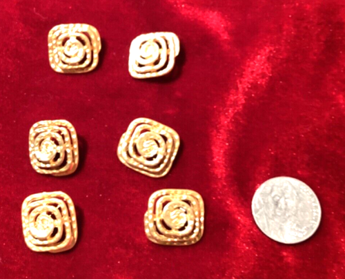 6 Gold Tone Metal Square Spiral Vintage Buttons | eBay