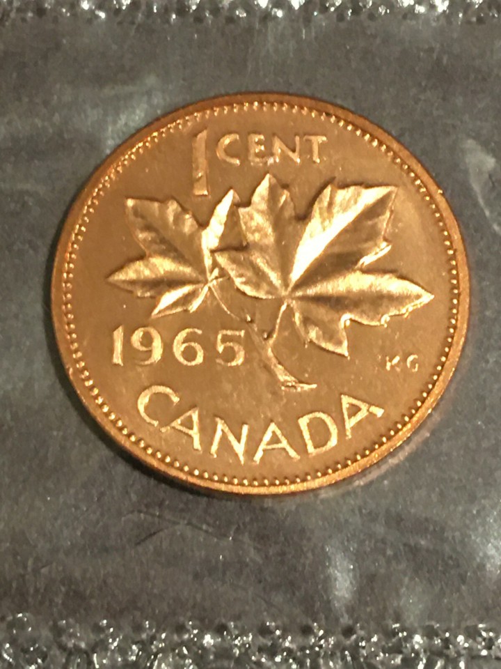 1965 Canadian Small Cent P/L One Random Coin from the Pile, Sealed. #1 ...