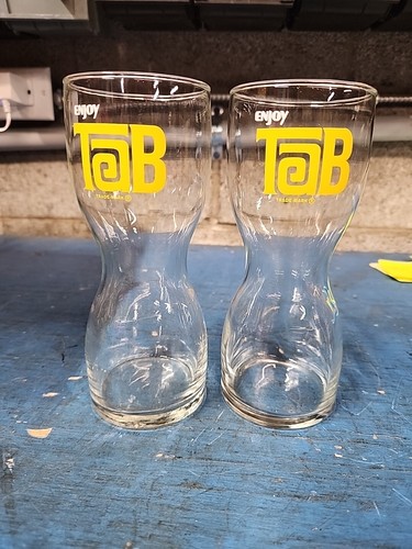 Set Of 2 Vintage ENJOY TAB Glasses Hourglass Shape Retro 1970s Drink ...