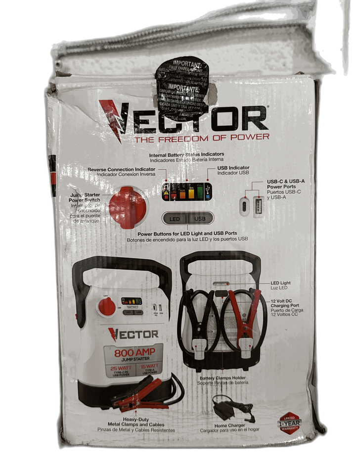 VECTOR 800 Amp Jump Starter with USB Power (MISSING HOME CHARGER) | eBay