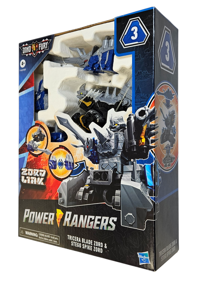 TRICERA BLADE ZORD & STEGO SPIKE POWER RANGERS FIGURE LINK SET HASBRO ...