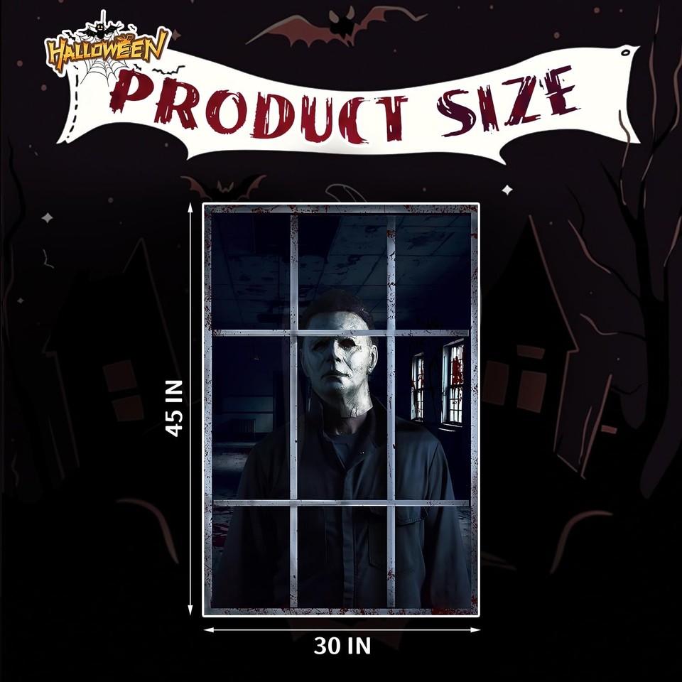 Halloween Window Decorations Scary Window Cover Horror Haunted House ...