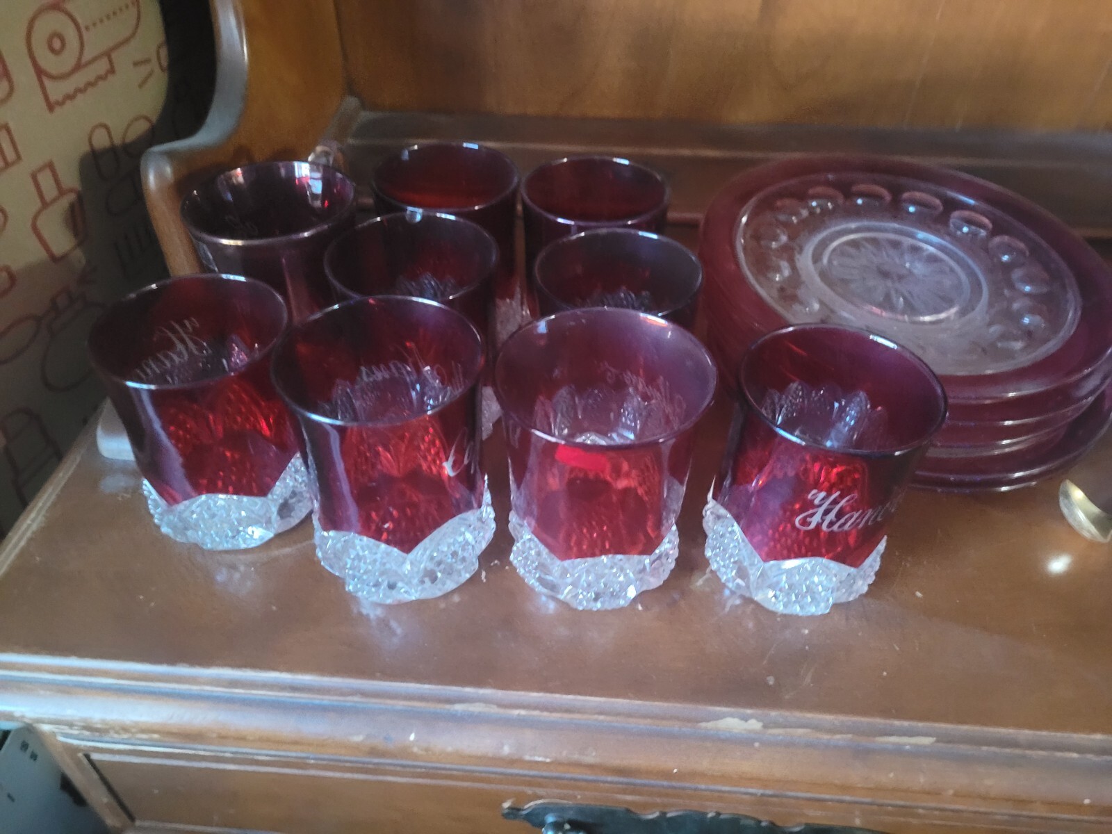 Complete ruby red glassware set. Vintage from the 1930's. | eBay