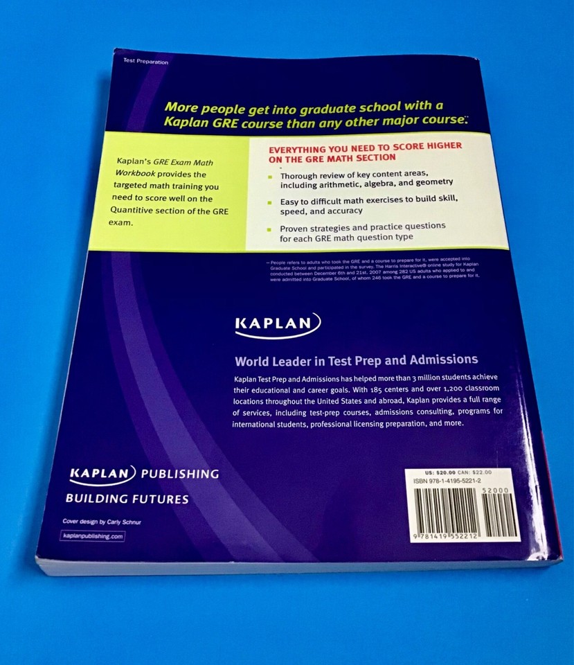 Kaplan GRE Exam Math Workbook SEVENTH EDITION | eBay