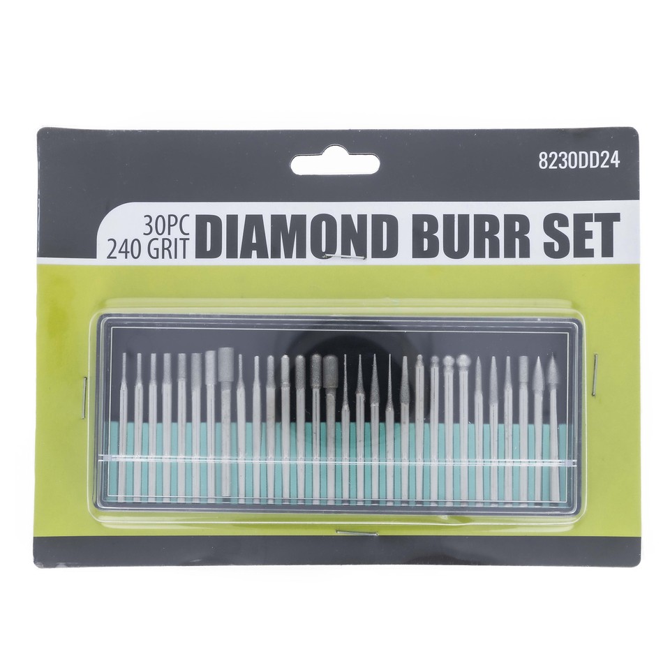 30pc Diamond Tip Cutting Burr Bit Set for Rotary Tool (Many Grit Sizes ...
