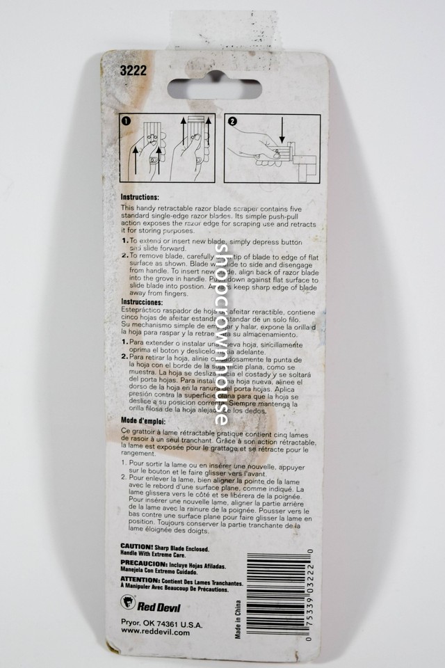 Red Devil Razor Blade Scraper includes 5 single edge Razor blades #3222 ...