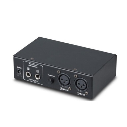 Dual Channel Preamp Microphone Amplifier w/Phantom Power Supply for ...