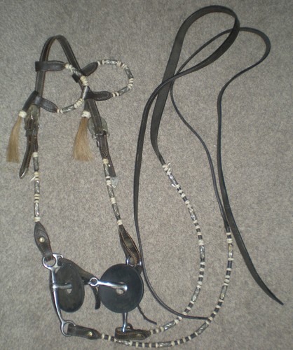 Western Ferruled Double Ear Rawhide Horsehair Horse Bridle Headstall ...