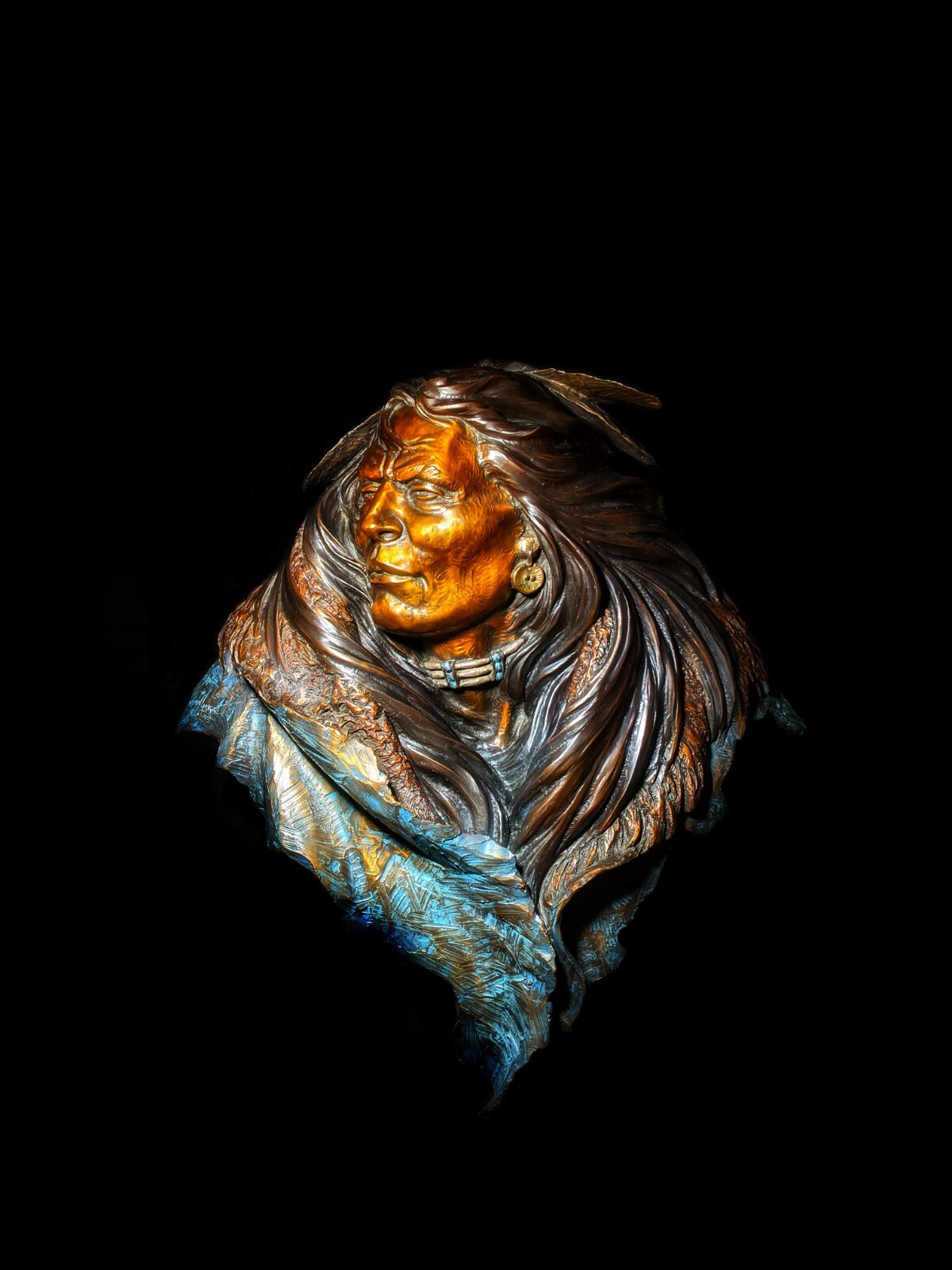 Dan Garrett Chief Bronze Wall Sculpture Measures 23" x 22" x 5" | eBay