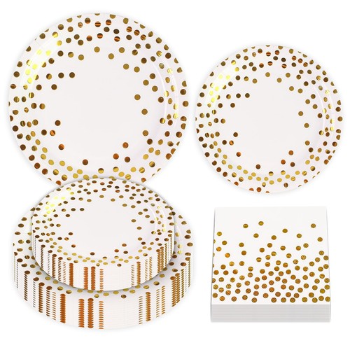150PCS White Plates and Napkins Party Supplies, Paper Plates Disposable ...