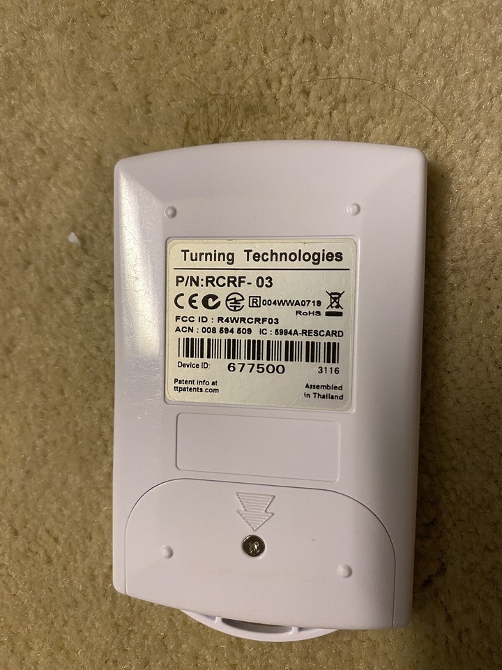 Turning Technologies Response Card RF LCD RCRF-03 Clicker | eBay
