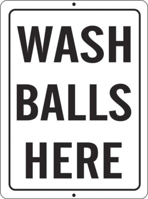 2 PACK OF WASH BALLS HERE GOLF FUN DECOR SIGN INDOOR OUTDOOR 9X12 METAL ...