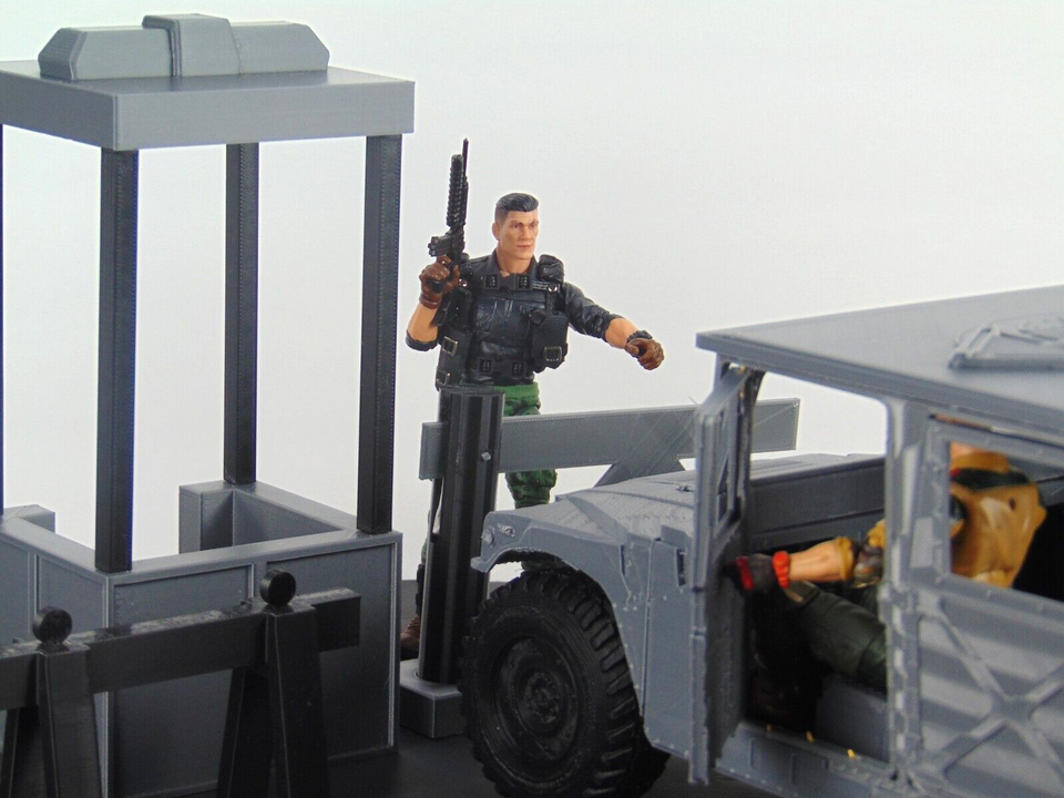 Custom 1:12 Scale Military Vehicle Checkpoint Guard Barrier Diorama ...