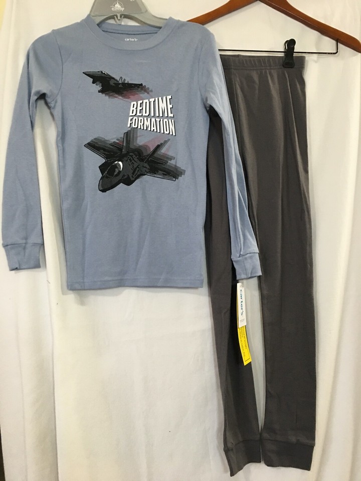 New Carter's Boys Planes Pajama set Snug Fit Blue Gray many sizes | eBay