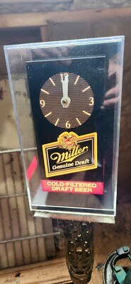 Vintage Bar Clock, Miller Brewing Co. Genuine Draft Cube Clock And ...