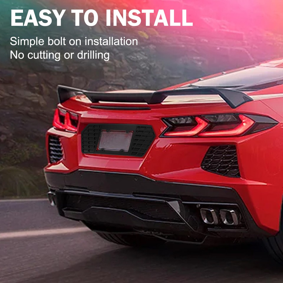 Rear Number License Plate Frame for C8 Corvette Carbon Fiber Flash 2020 ...