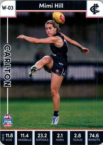 Carte TeamCoach Carlton Blues AFLW 2023 - Mimi Hill | eBay