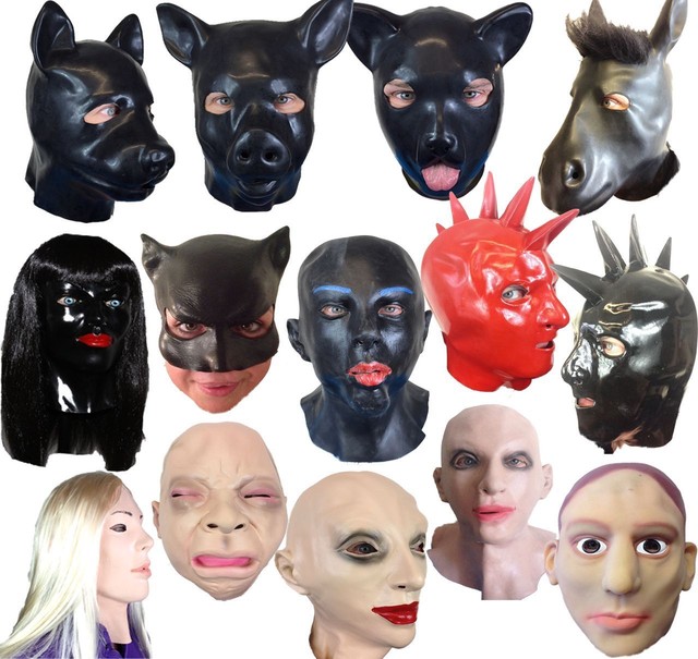 Rubber Fetish Mask Hoods Female Doll Pig Dog Horse Animal Latex Hood ...