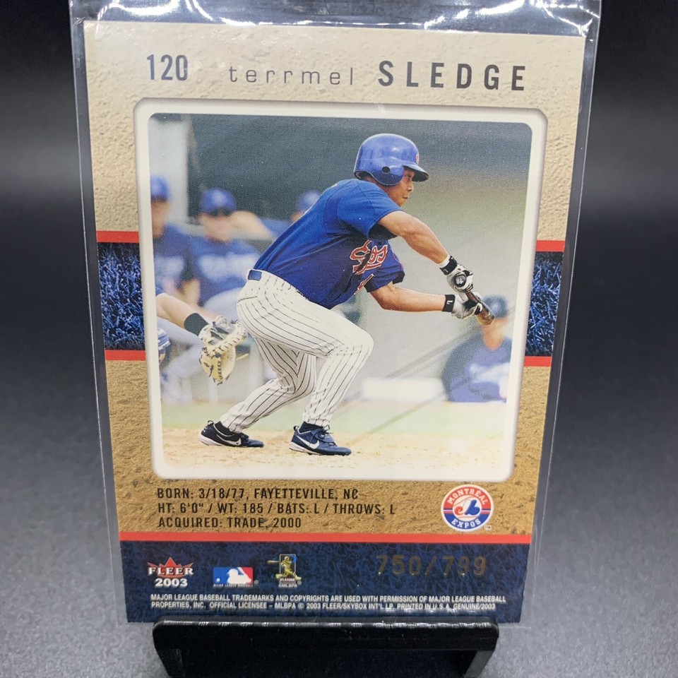 2003 Fleer Genuine Baseball #120 Terrmel Sledge Rookie/799 Montreal ...