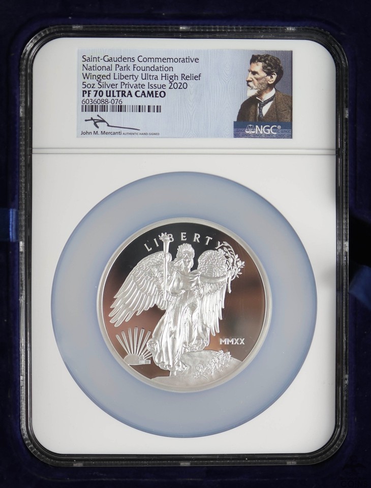 2020 St. Gauden's .999 Silver Ultra High Relief 5oz Round NGC PF70 ...
