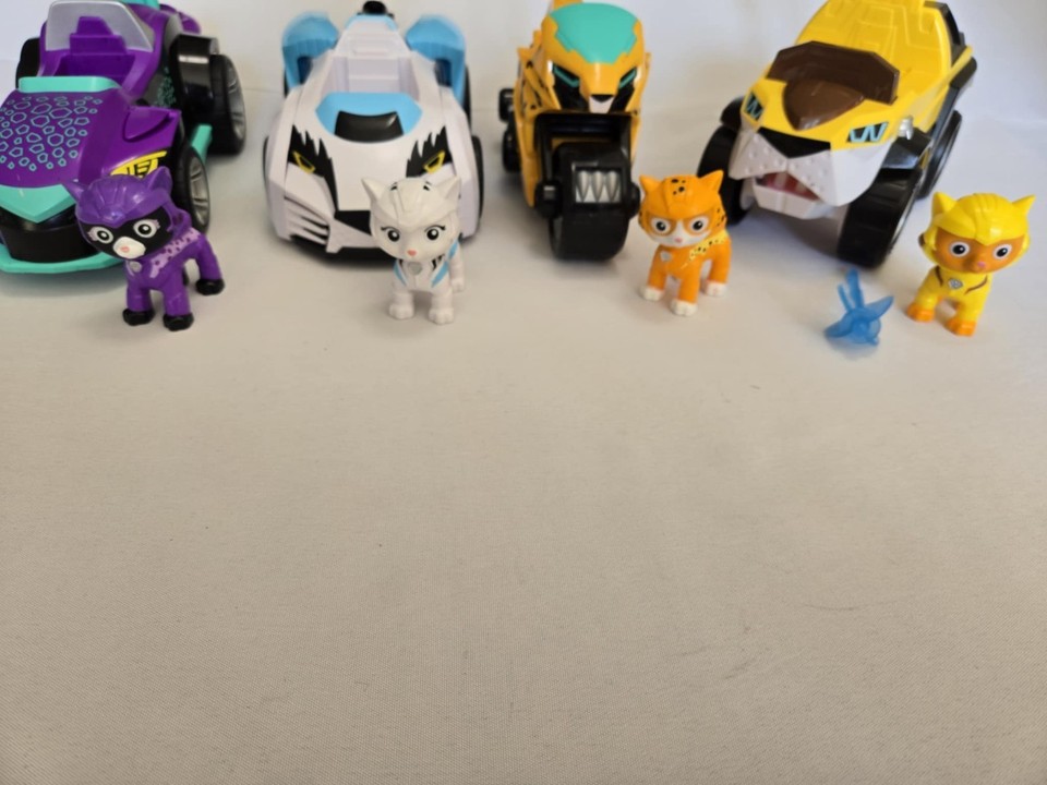 Lot of 4 - Paw Patrol Cat Pack Action Figures Vehicles - WILD RORY LEO ...