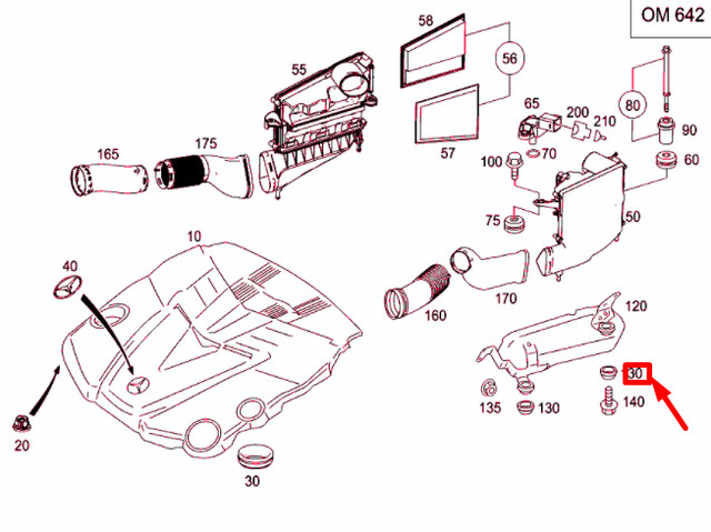 Mercedes-Benz Ml W164 Air Intake Bracket Rubber Buffer A6420940885 ...
