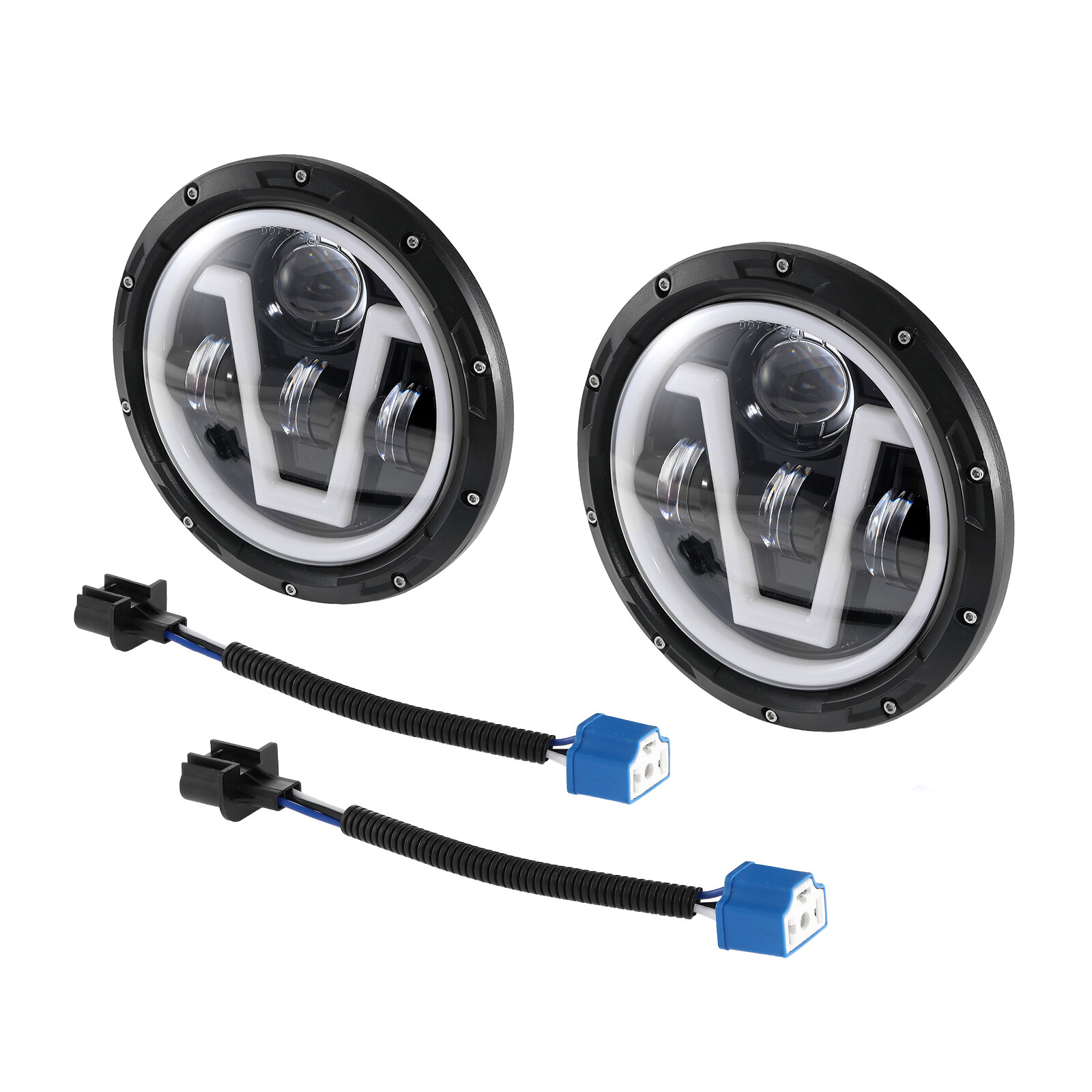 For Suzuki Samurai 1986-1995 Pair 7" LED Headlight Hi-Lo DRL Angel Eyes ...