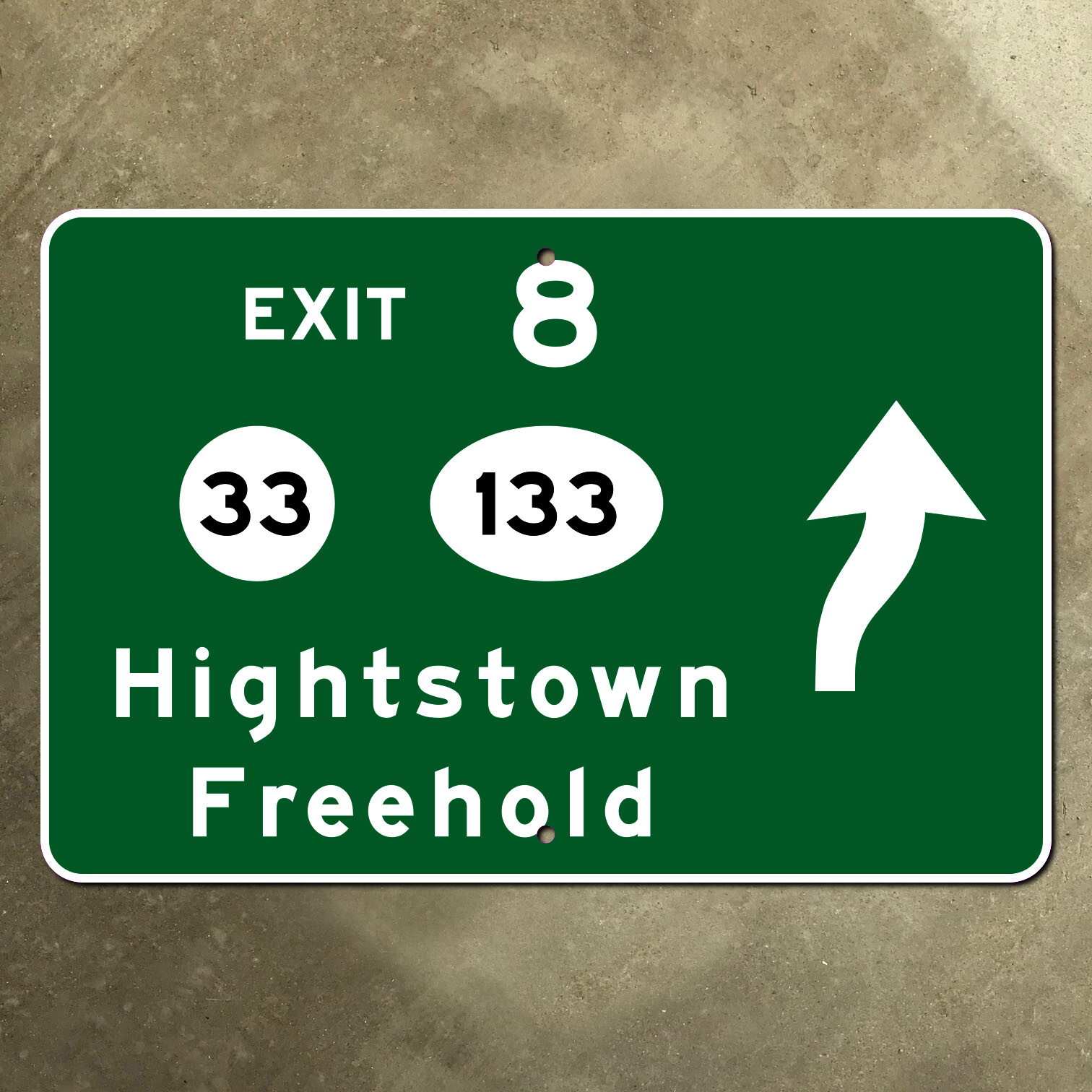 New Jersey highway marker road sign exit 8 Freehold arrow turnpike 1961 ...