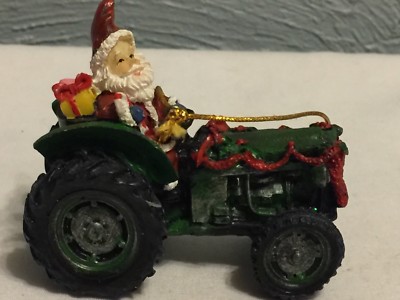 Farmer Santa Riding Tractor Holiday Christmas Ornament | eBay