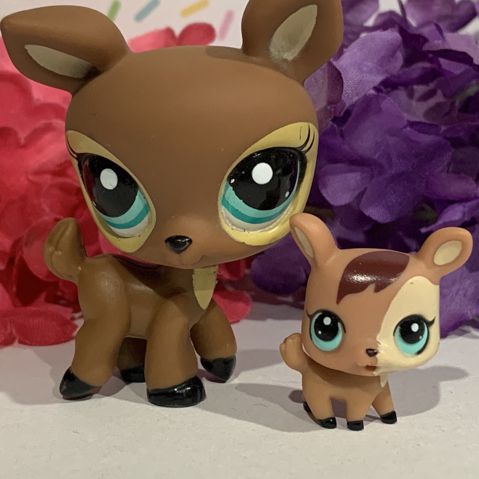 Authentic Littlest Pet Shop LPS #3583 3584 Mommy Baby Bambi Fawn Deer ...