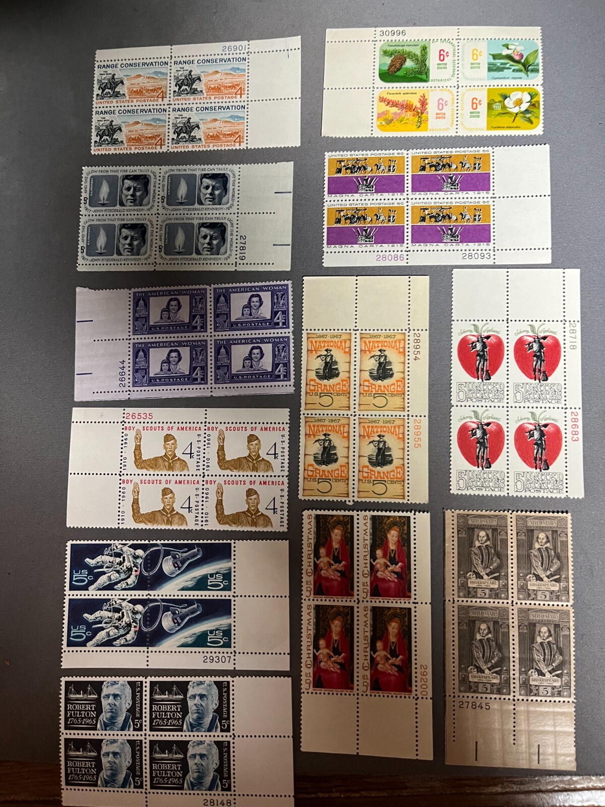 plate block stamps united states collection lot of 12. 4, 5, 6, cent ...