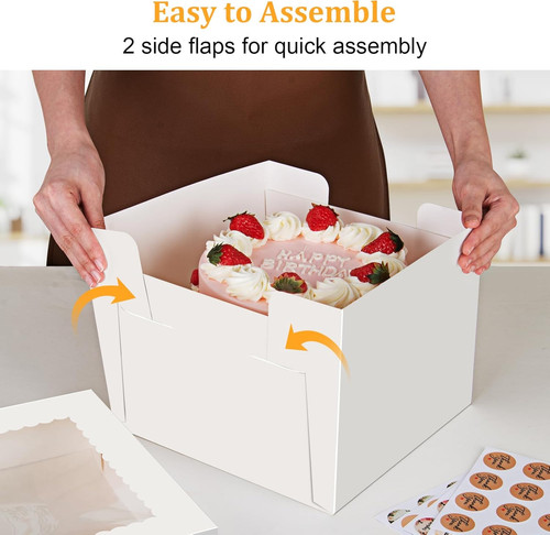 15 PCS Cake Boxes 10 Inch, 10X10X5 Inch Cake Box, 10 Inch Cake Box with ...