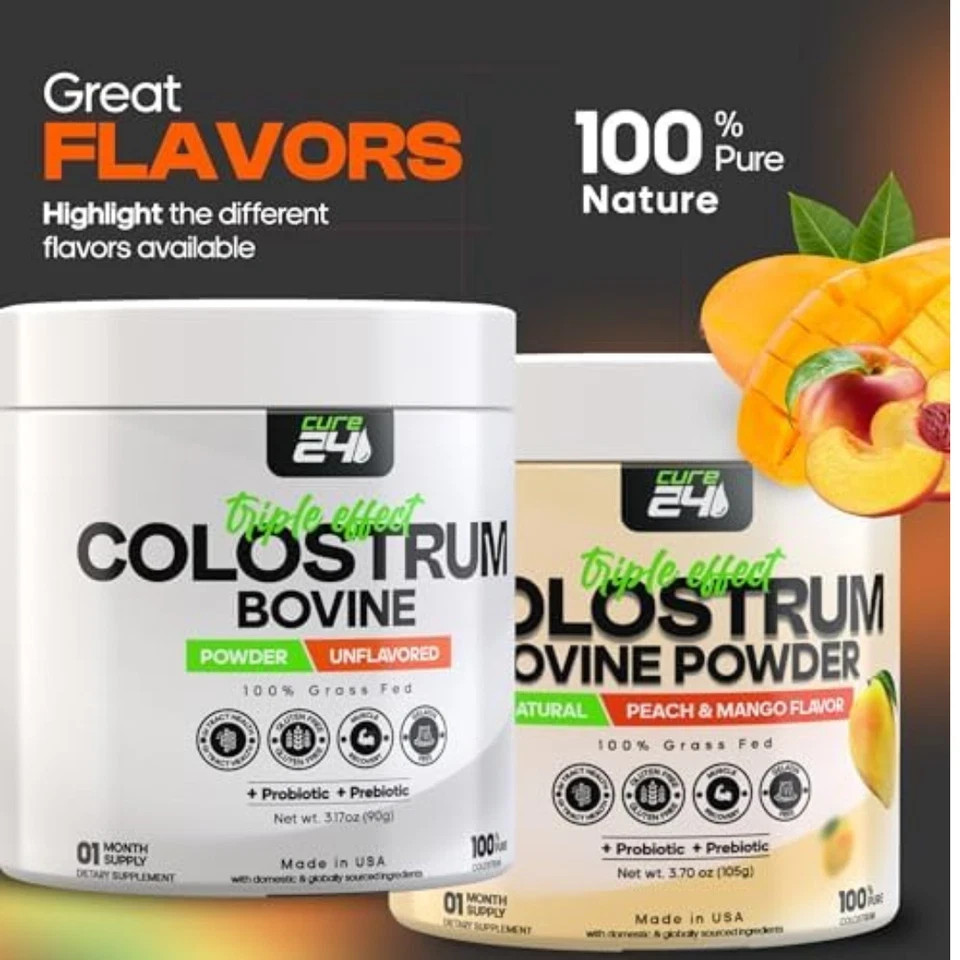Bovine X3 Colostrum Supplement Powder for Humans, 100% Pure Whole ...