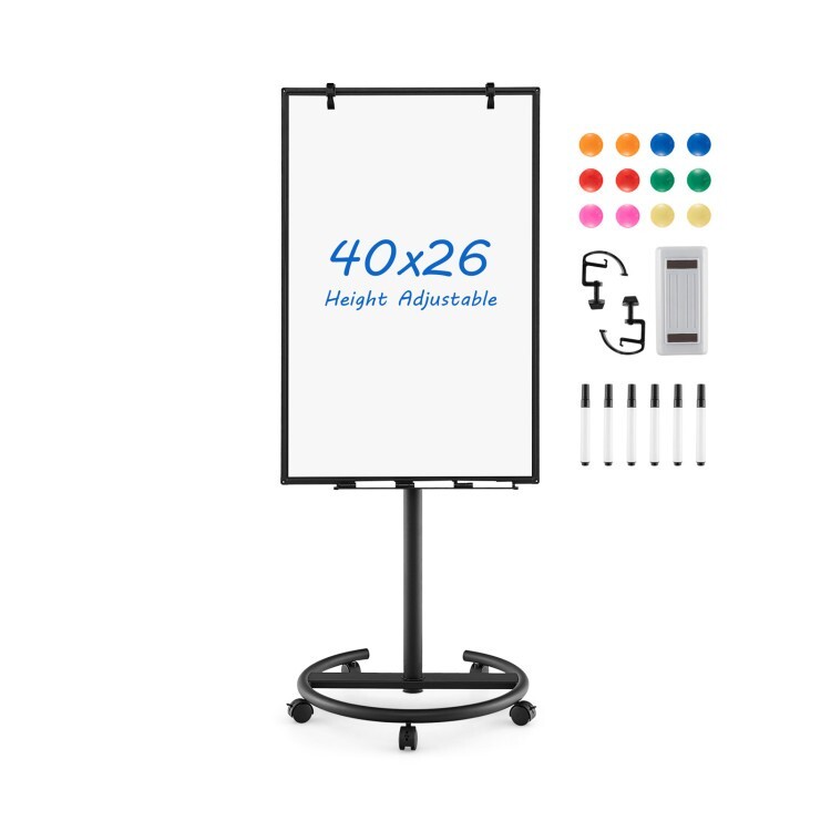Kids Adult Adjusted Mobile Write Draw Magnetic Whiteboard W/Round Stand ...