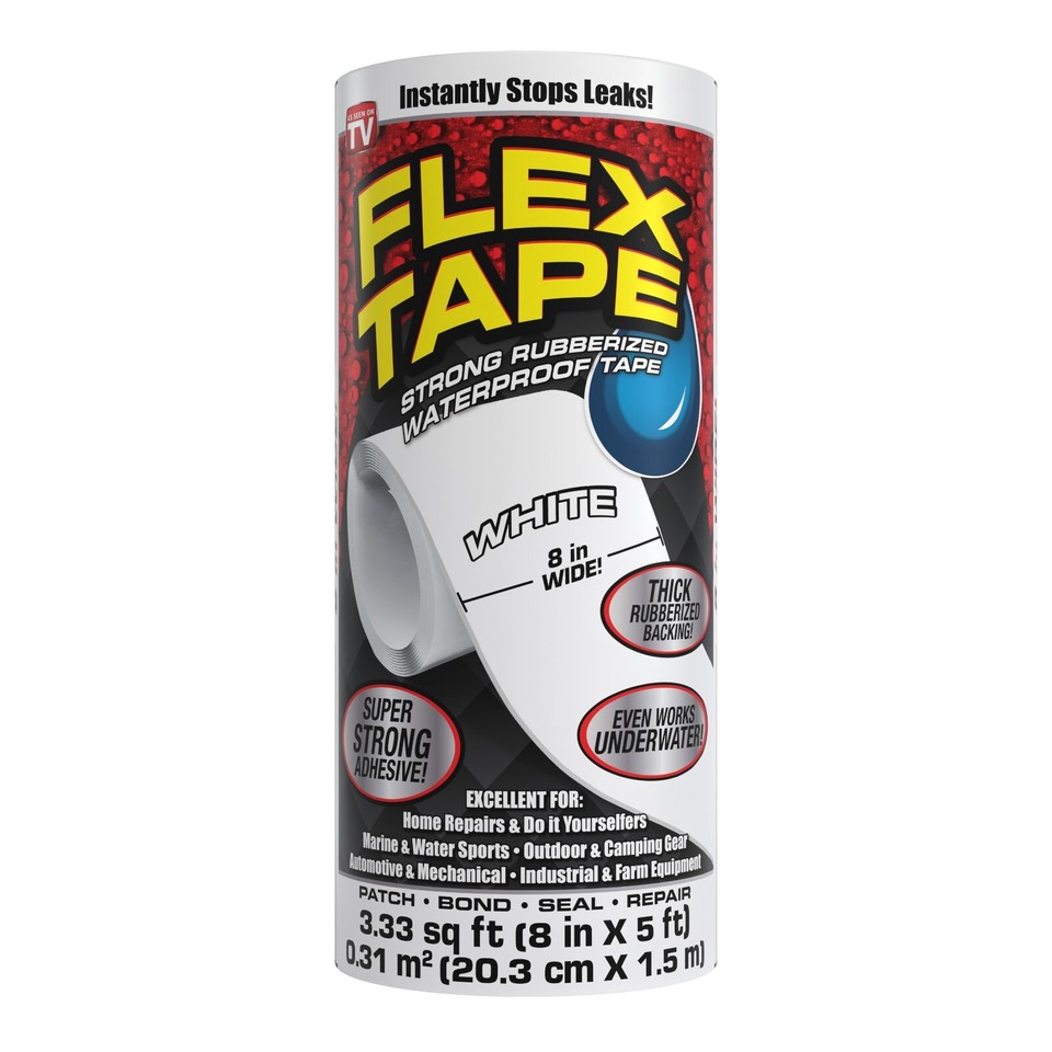 Flex Tape, 8 in x 5 ft, Black, Original Thick Flexible Rubberized ...