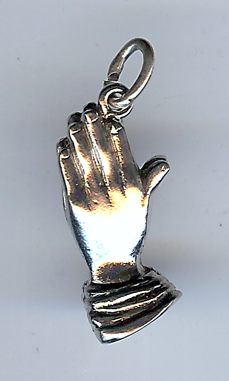 VINTAGE 3D STERLING SILVER PRAYING HANDS CHARM | eBay