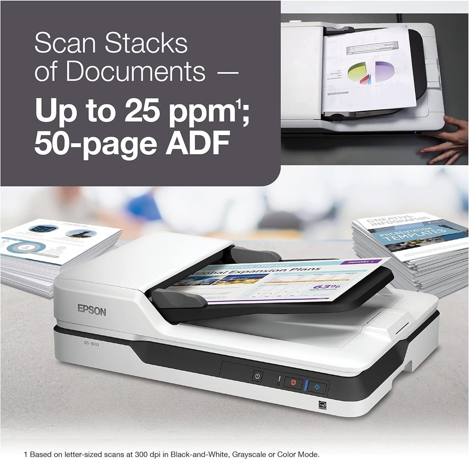 Epson DS-1630 Document Scanner: 25ppm, TWAIN & ISIS Drivers, New Damage ...